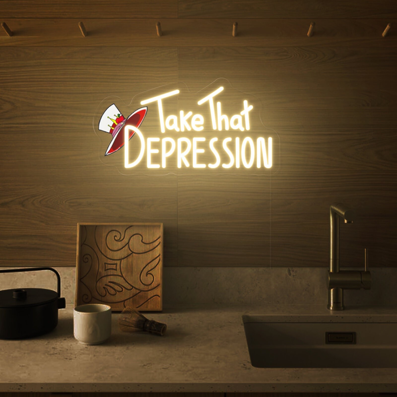 Take That Depression Neon Sign, Hazbin Hotel Wall Decor, Lucifer ...