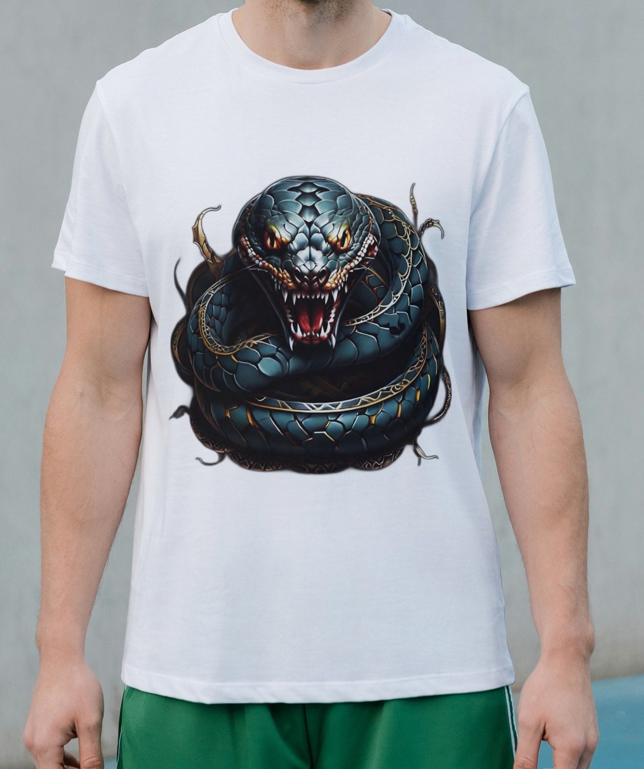 Venomous Strike Snake T-shirt in White S-3XL, Gift for Dad, Snake ...