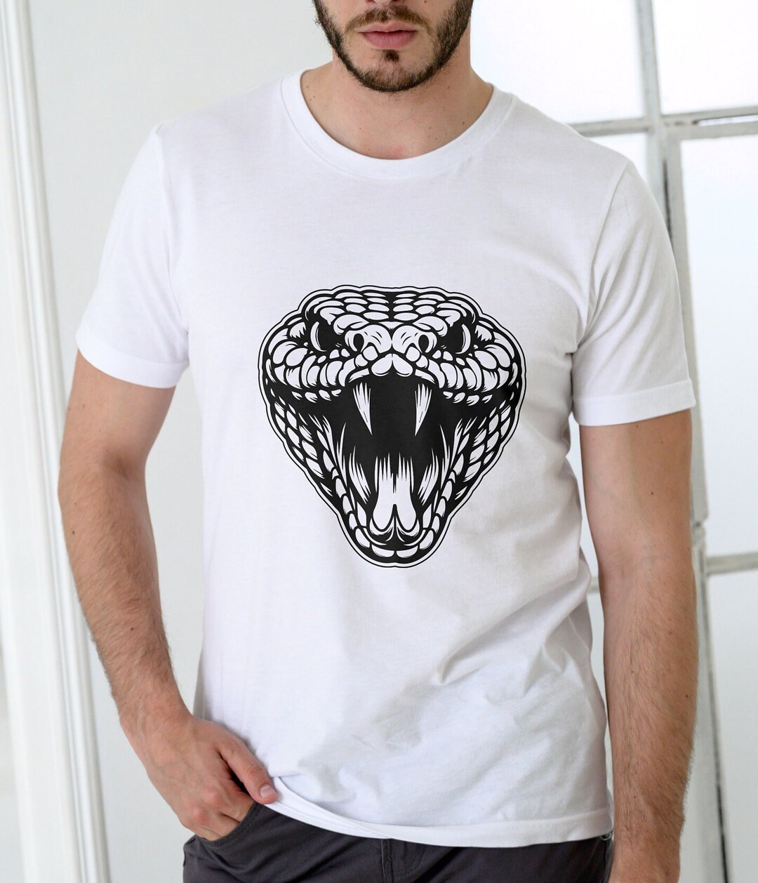 Fanged Serpent Emblem T-shirt, Gift for Dad, Snake T-shirt, Gym Shirt ...