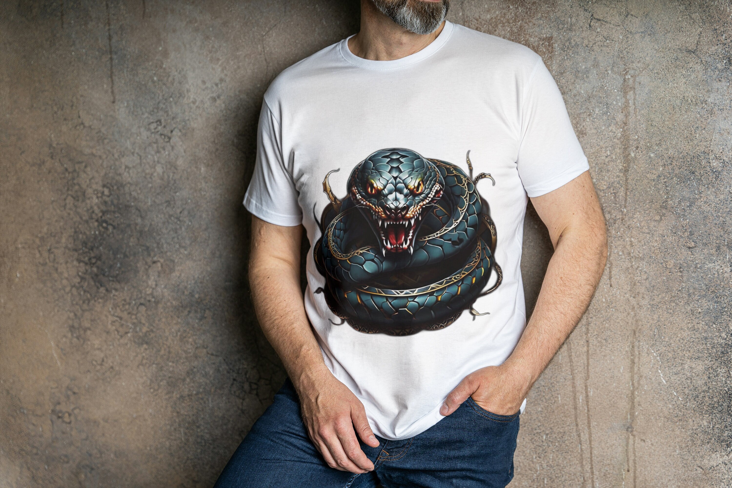 Venomous Strike Snake T-shirt in White S-3XL, Gift for Dad, Snake ...