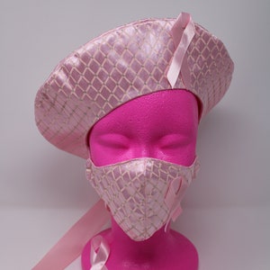 Satin Laced Beret Hat With Mask and Purse (female) - Etsy