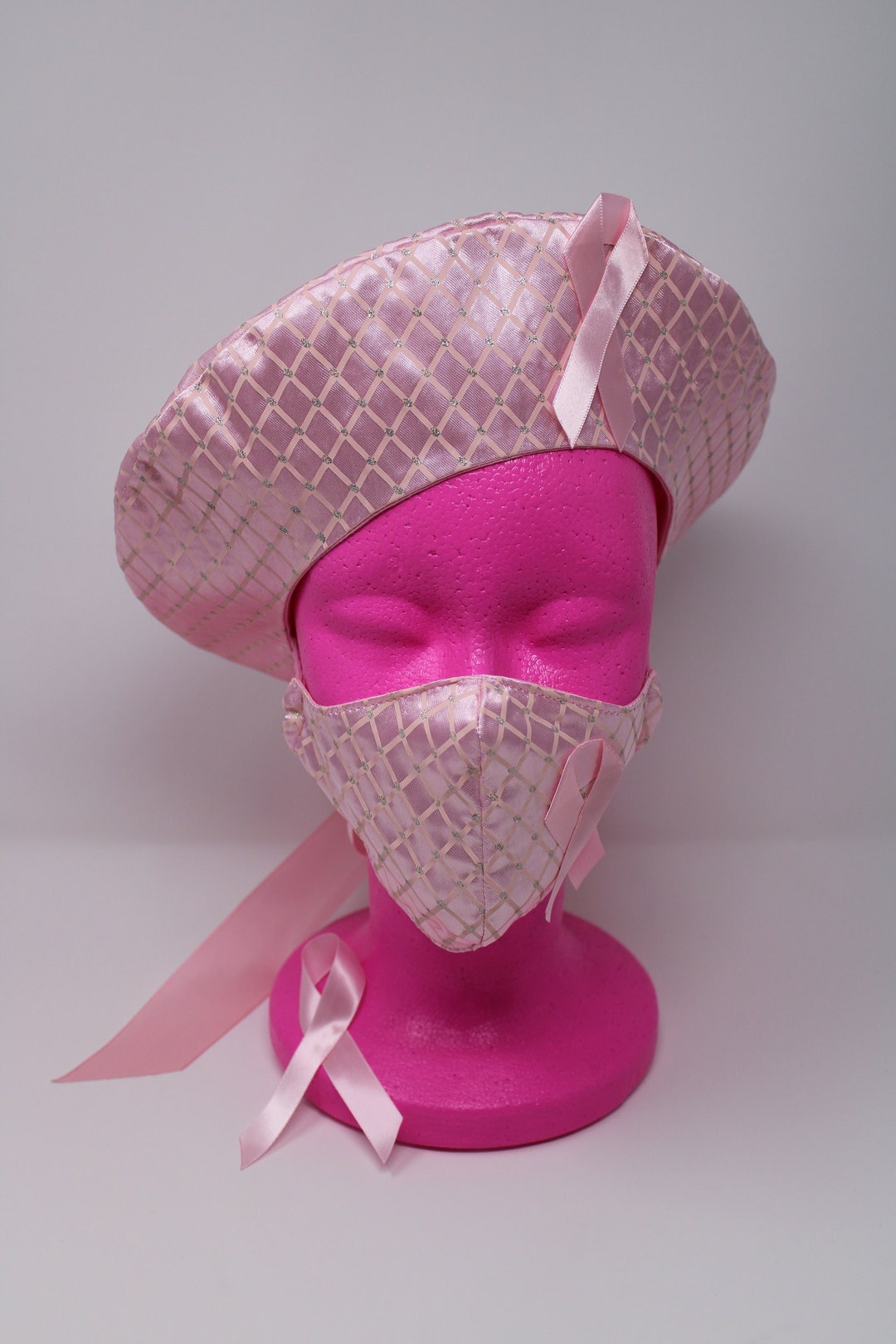 Satin Laced Beret Hat With Mask and Purse (female) - Etsy