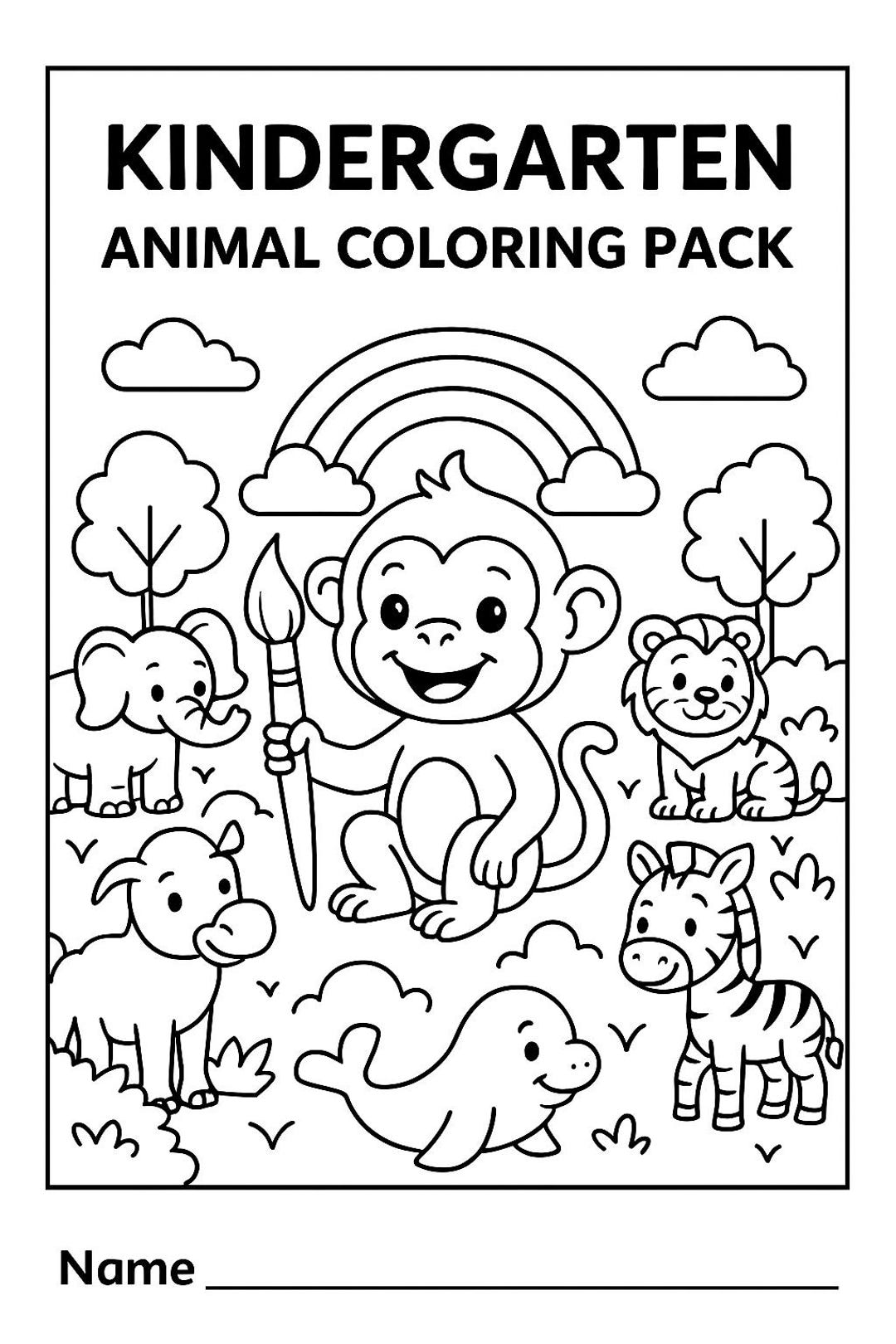 Kindergarten Animal Coloring Book Printable | 21 Jungle & Ocean ...