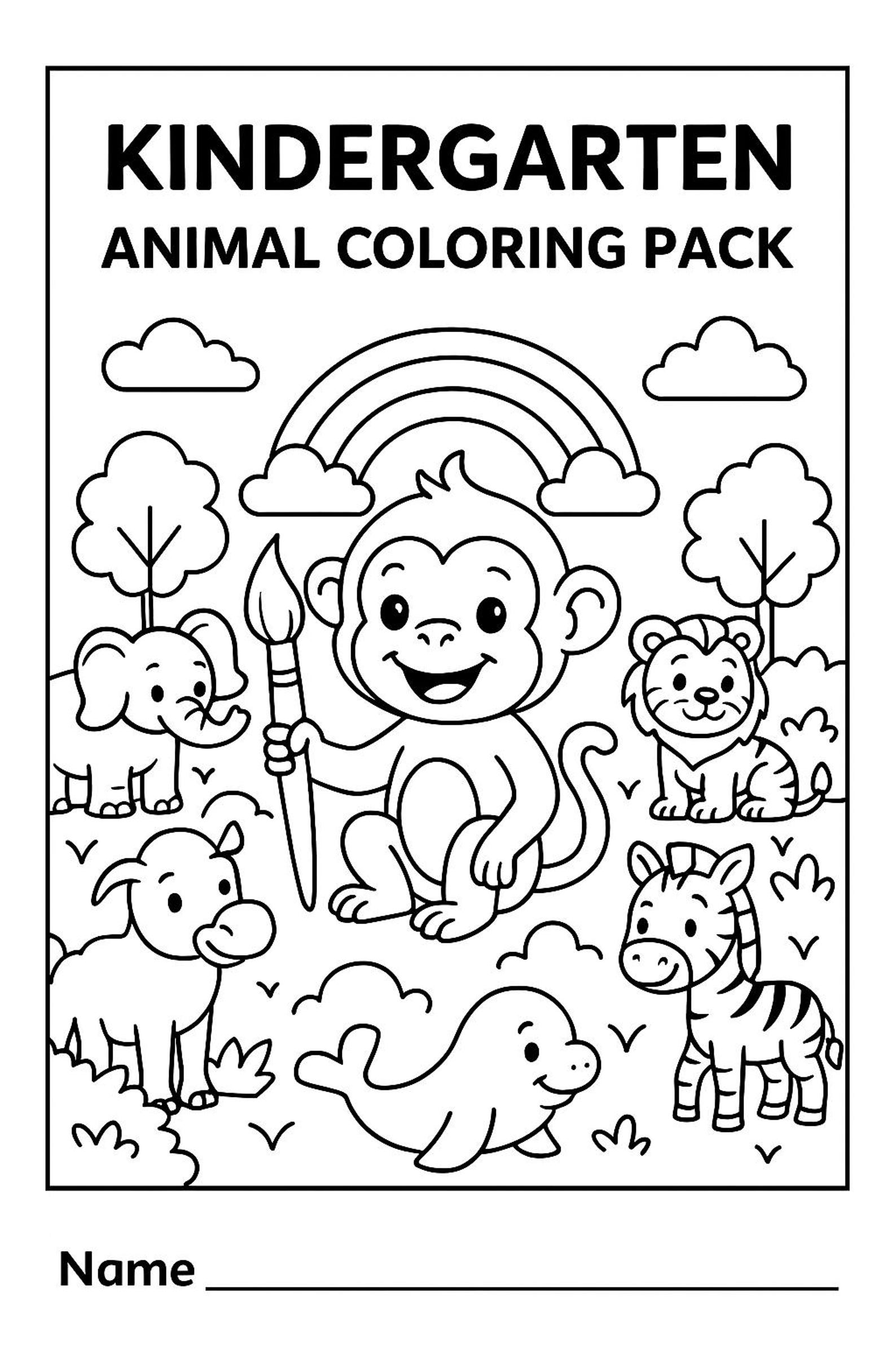 Kindergarten Animal Coloring Book Printable | 21 Jungle & Ocean ...