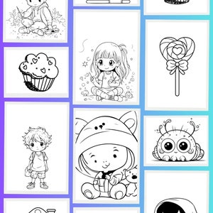 60 Kids Coloring Pages - Etsy