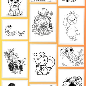 60 Kids Coloring Pages - Etsy