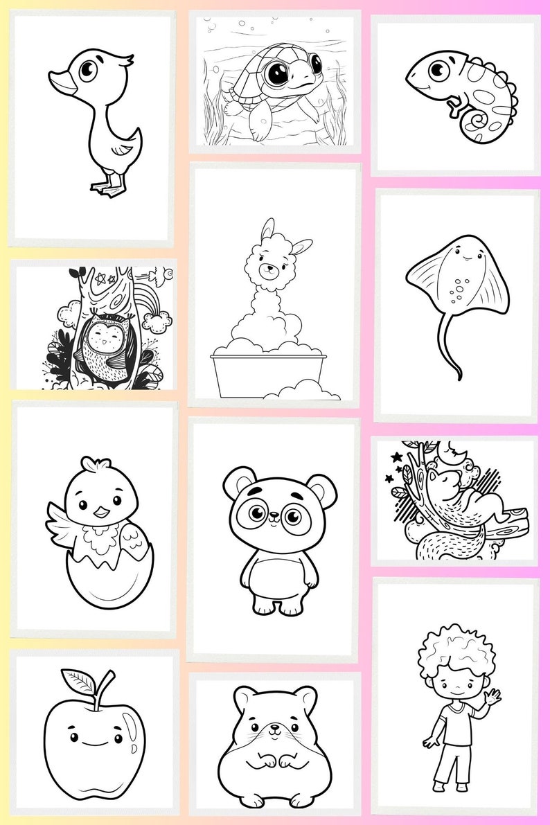 60 Kids Coloring Pages - Etsy