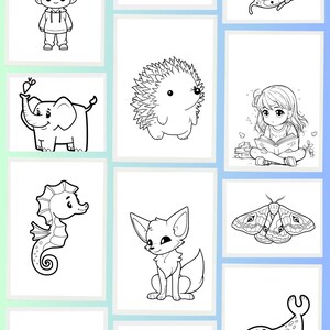 60 Kids Coloring Pages - Etsy