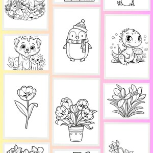 60 Kids Coloring Pages - Etsy