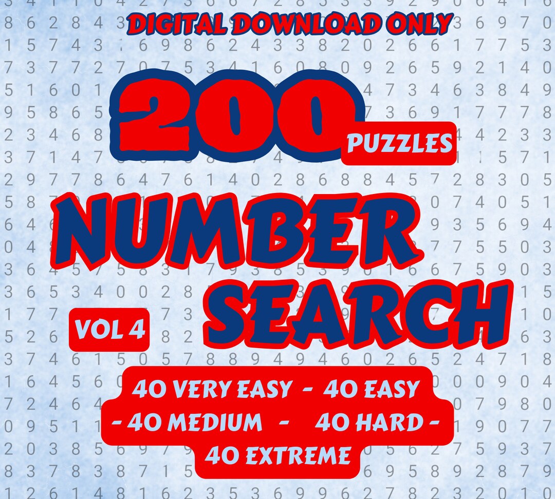 200 Number Search Puzzles for Kids and Adults - Vol 4 | Printable Pages ...