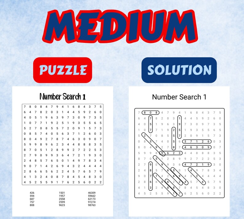 200 Number Search Puzzles for Kids and Adults - Vol 4 | Printable Pages ...