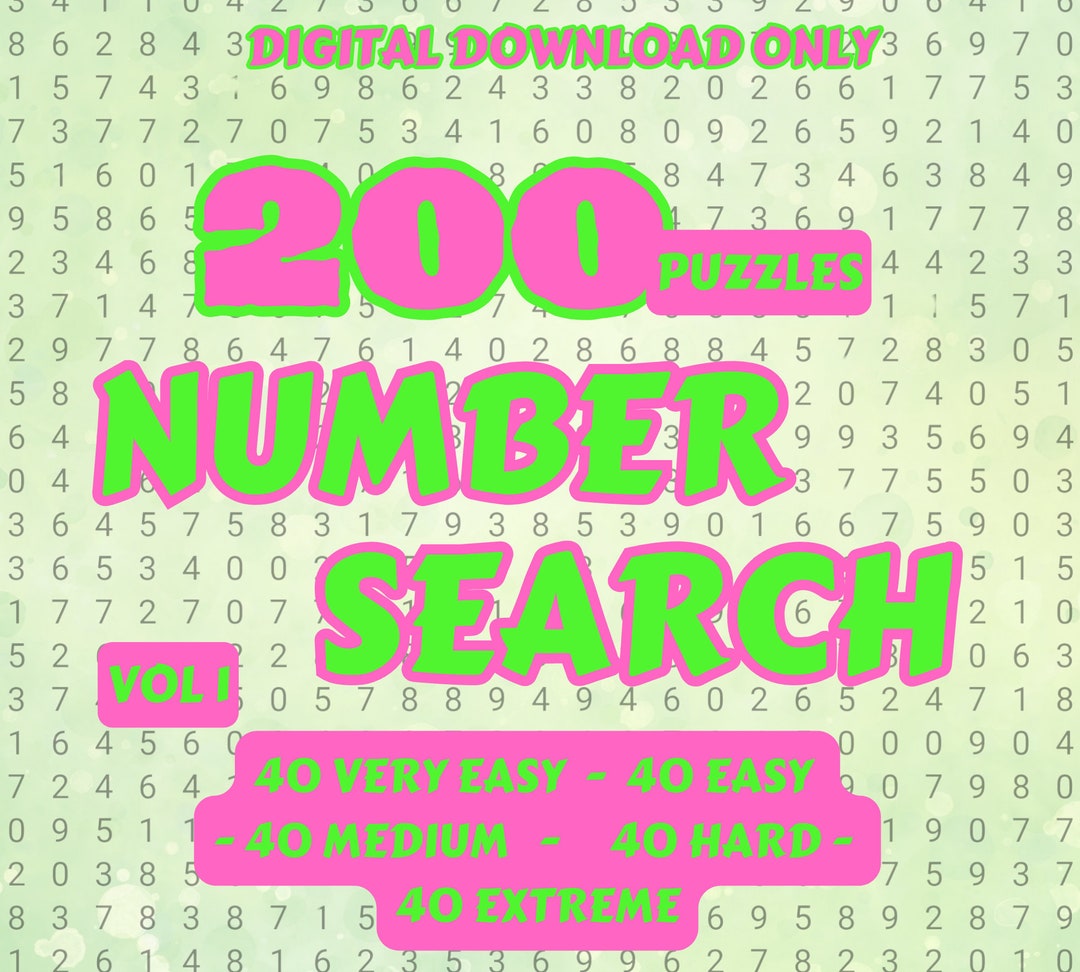 200 Number Search Puzzles for Kids and Adults - Vol 1 | Printable Pages ...