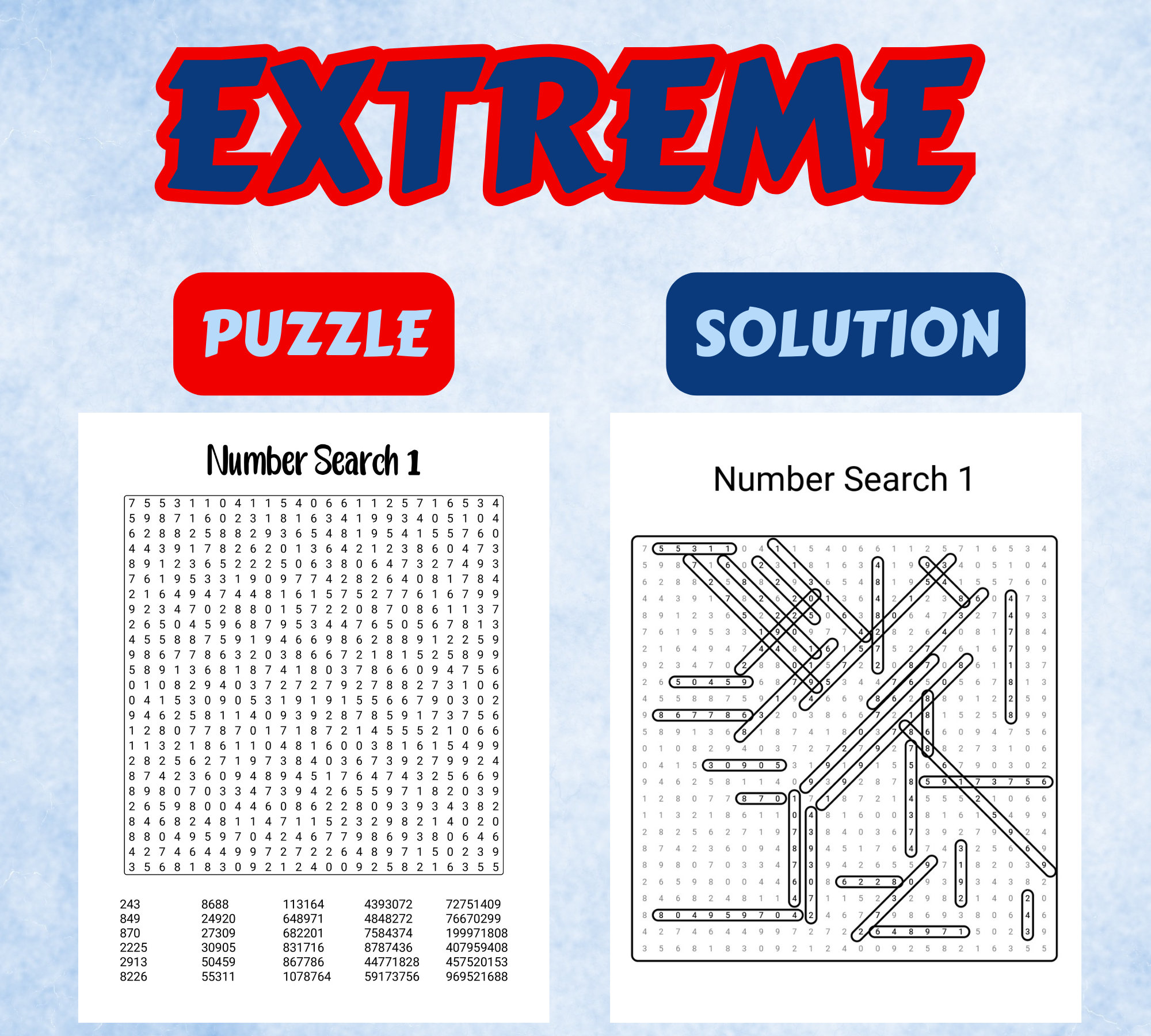 200 Number Search Puzzles for Kids and Adults - Vol 4 | Printable Pages ...