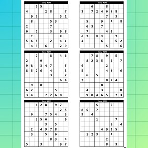 Easy Sudoku Puzzles - 300 Puzzles - 6 per Page - Solutions Included - 8 ...