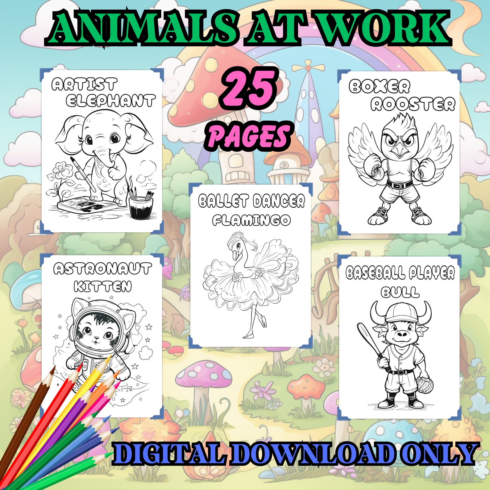 25 Animals Coloring Pages for Kids and Adults - Animals at Work | Kids ...