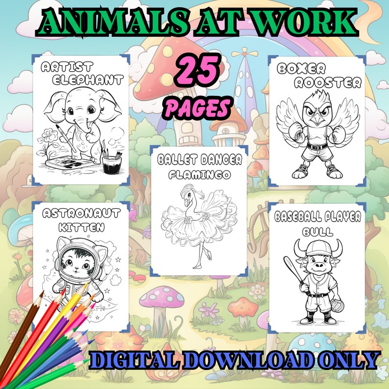 25 Animals Coloring Pages for Kids and Adults - Animals at Work | Kids ...