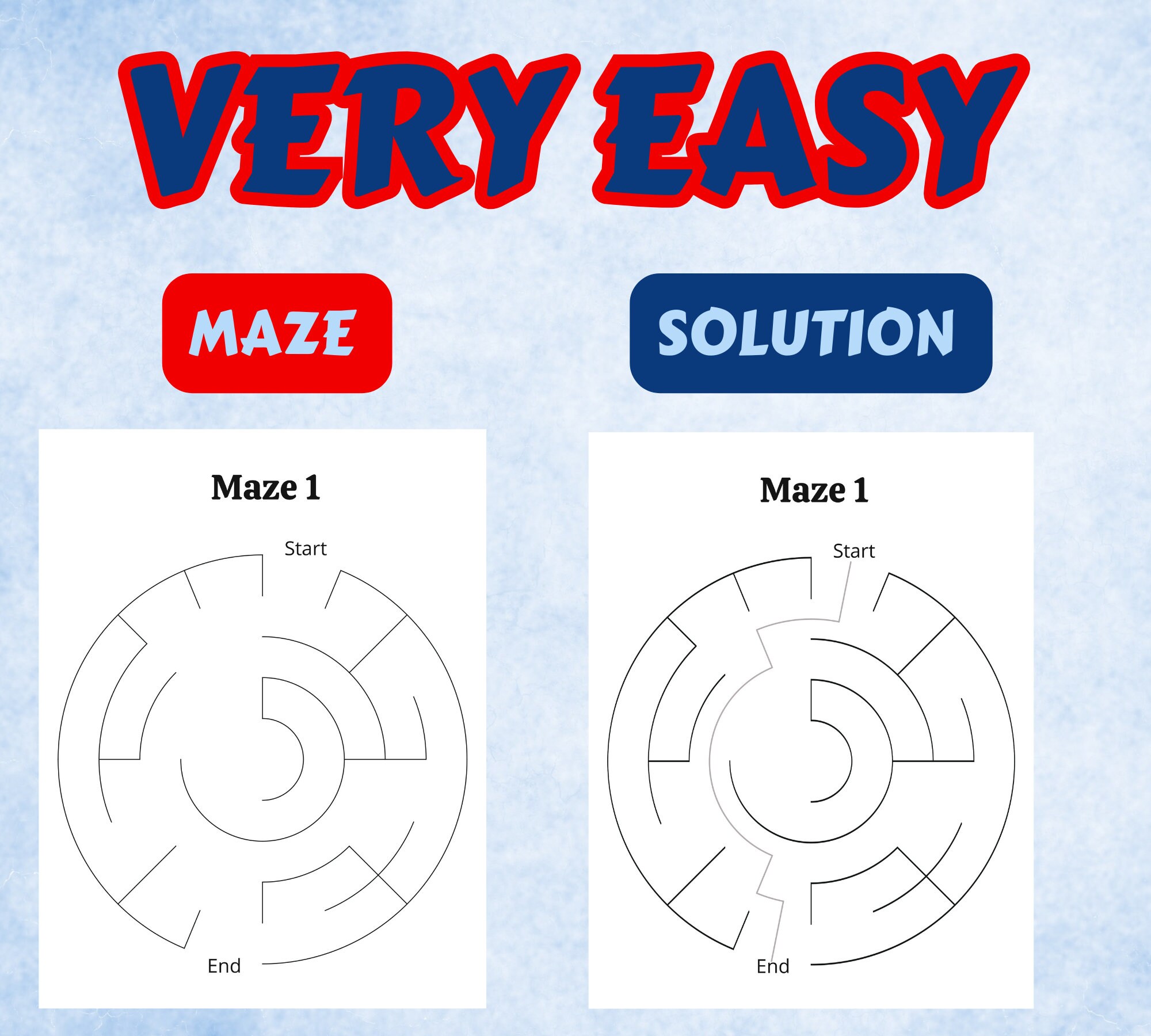 500 Circular Maze Puzzles for Kids and Adults | Printable Pages ...