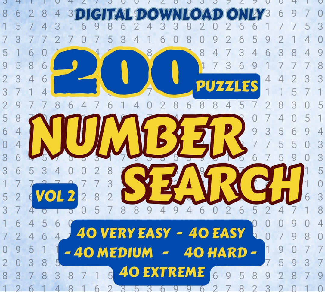 200 Number Search Puzzles for Kids and Adults - Vol 2 | Printable Pages ...