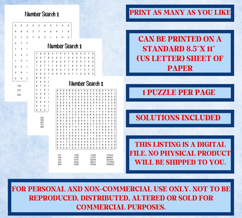 200 Number Search Puzzles for Kids and Adults - Vol 4 | Printable Pages ...