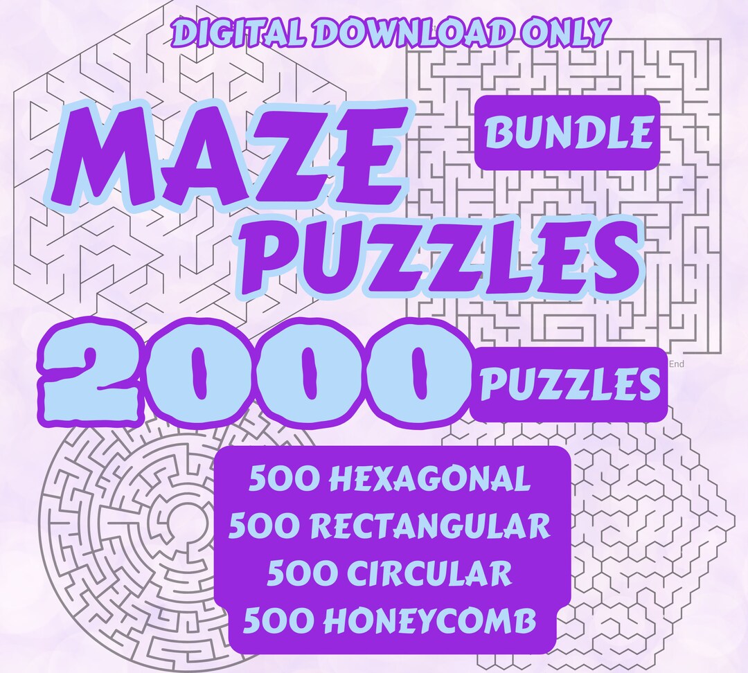 Mega Maze Puzzles Bundle |4 Different Shapes |2000 Puzzles for Kids and ...