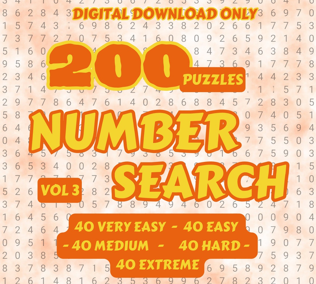 200 Number Search Puzzles for Kids and Adults - Vol 3 | Printable Pages ...