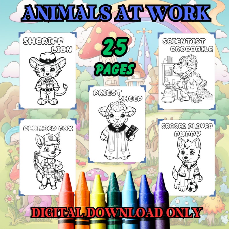 25 Animals Coloring Pages for Kids and Adults - Animals at Work | Kids ...