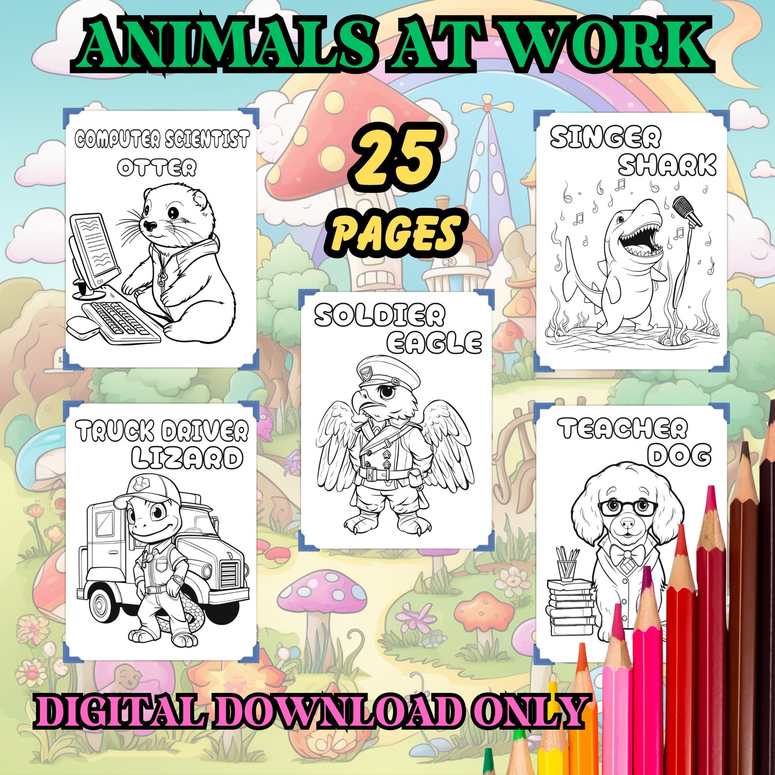 25 Animals Coloring Pages for Kids and Adults - Animals at Work | Kids ...
