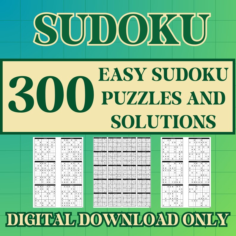 Easy Sudoku Puzzles 300 Puzzles 6 per Page Solutions Included 8.5x11 ...