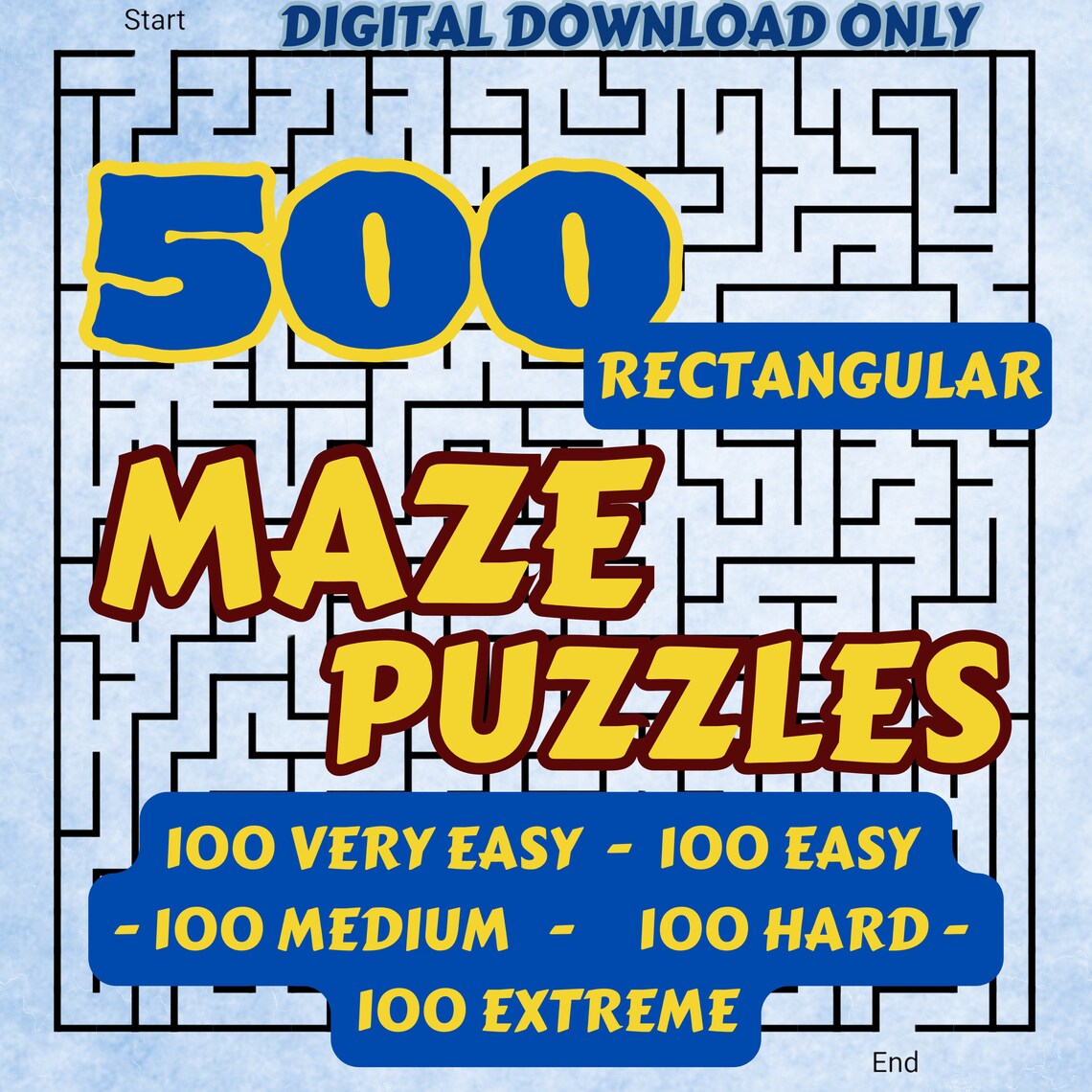 500 Rectangular Maze Puzzles for Kids and Adults | Printable Pages ...