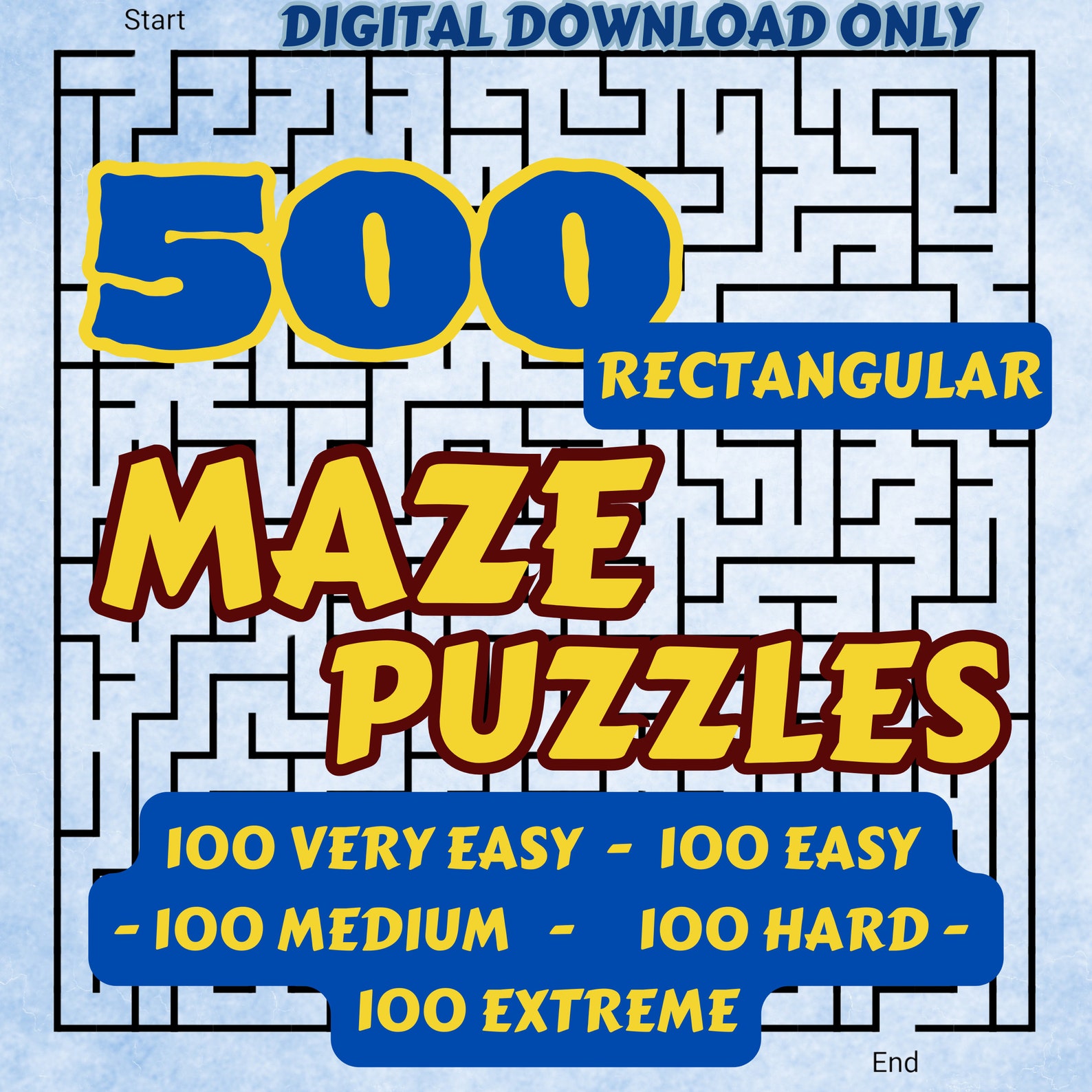 500 Rectangular Maze Puzzles for Kids and Adults | Printable Pages ...