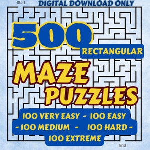 500 Rectangular Maze Puzzles for Kids and Adults | Printable Pages ...