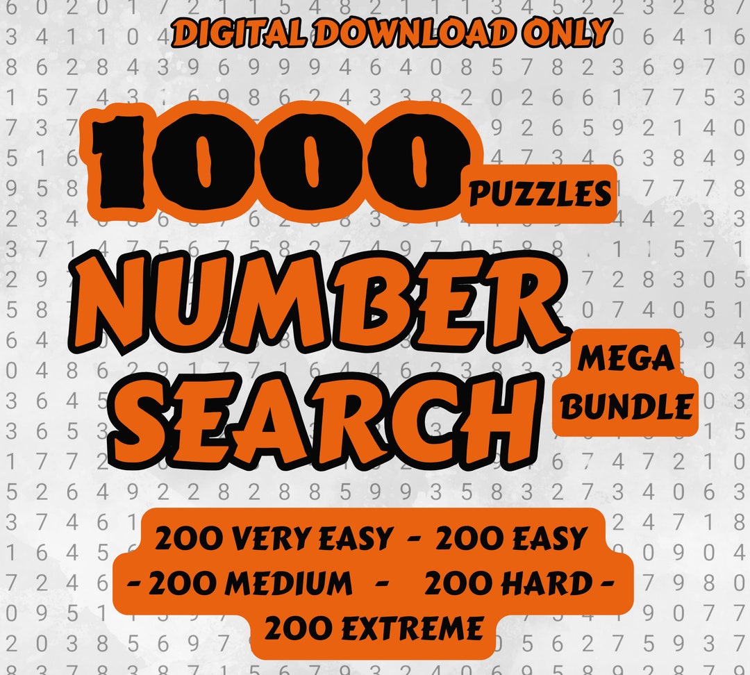 1000 Number Search Puzzles for Kids and Adults | Mega Bundle 5 in 1 ...