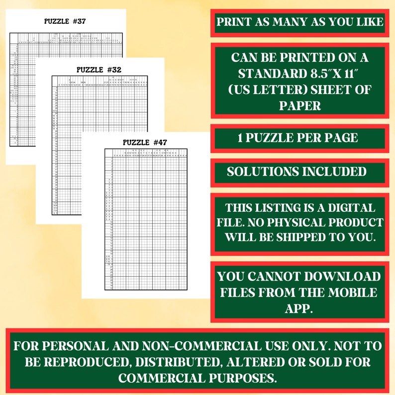 54 Nonogram Japanese Puzzles| Hanjie Puzzles for Adults| Printable ...