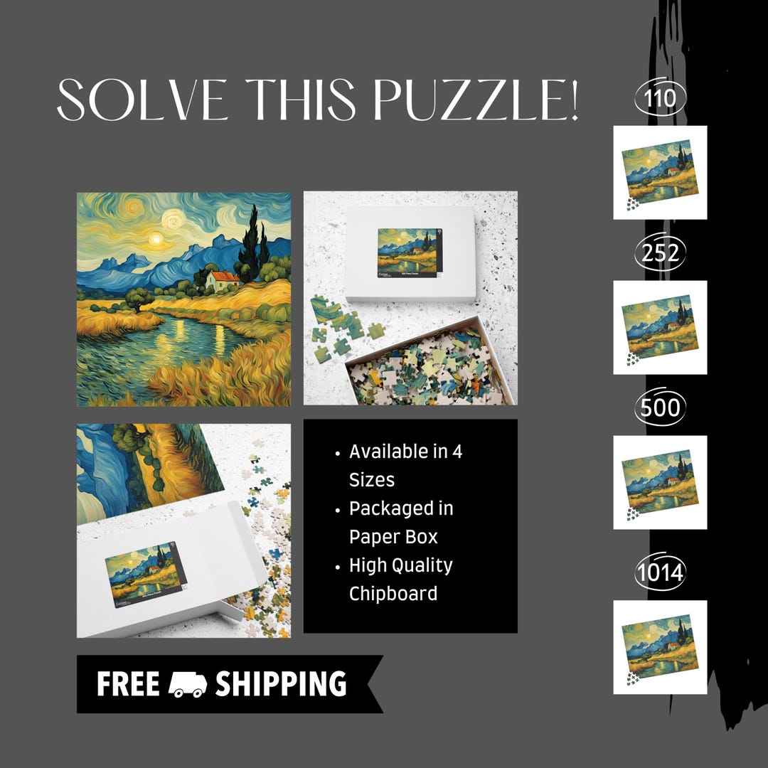 Van Gogh Inspired Puzzle Art in 110, 252, 500, 1014-pieces ...