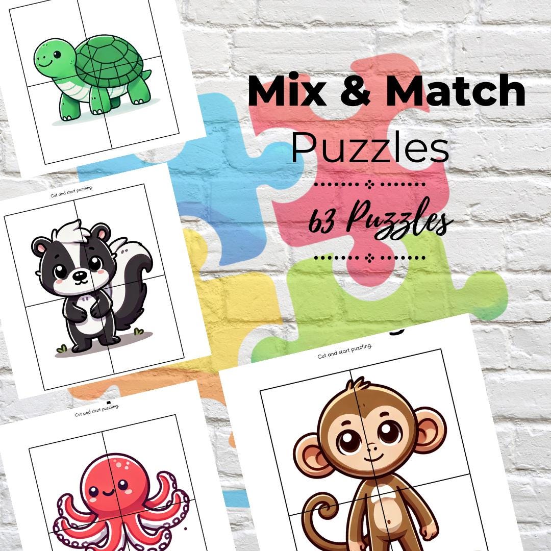 Animal Puzzle Printable for Kids – Cut and Match Activity – Preschool ...