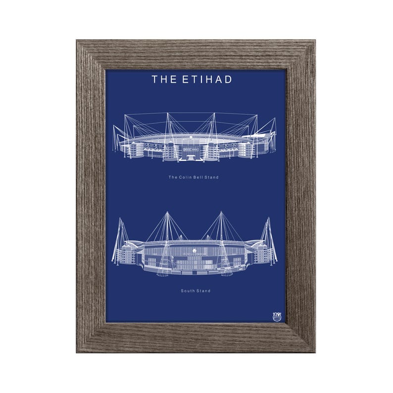 Manchester City Print Gift | Etihad Stadium Graphic Illustration Poster ...