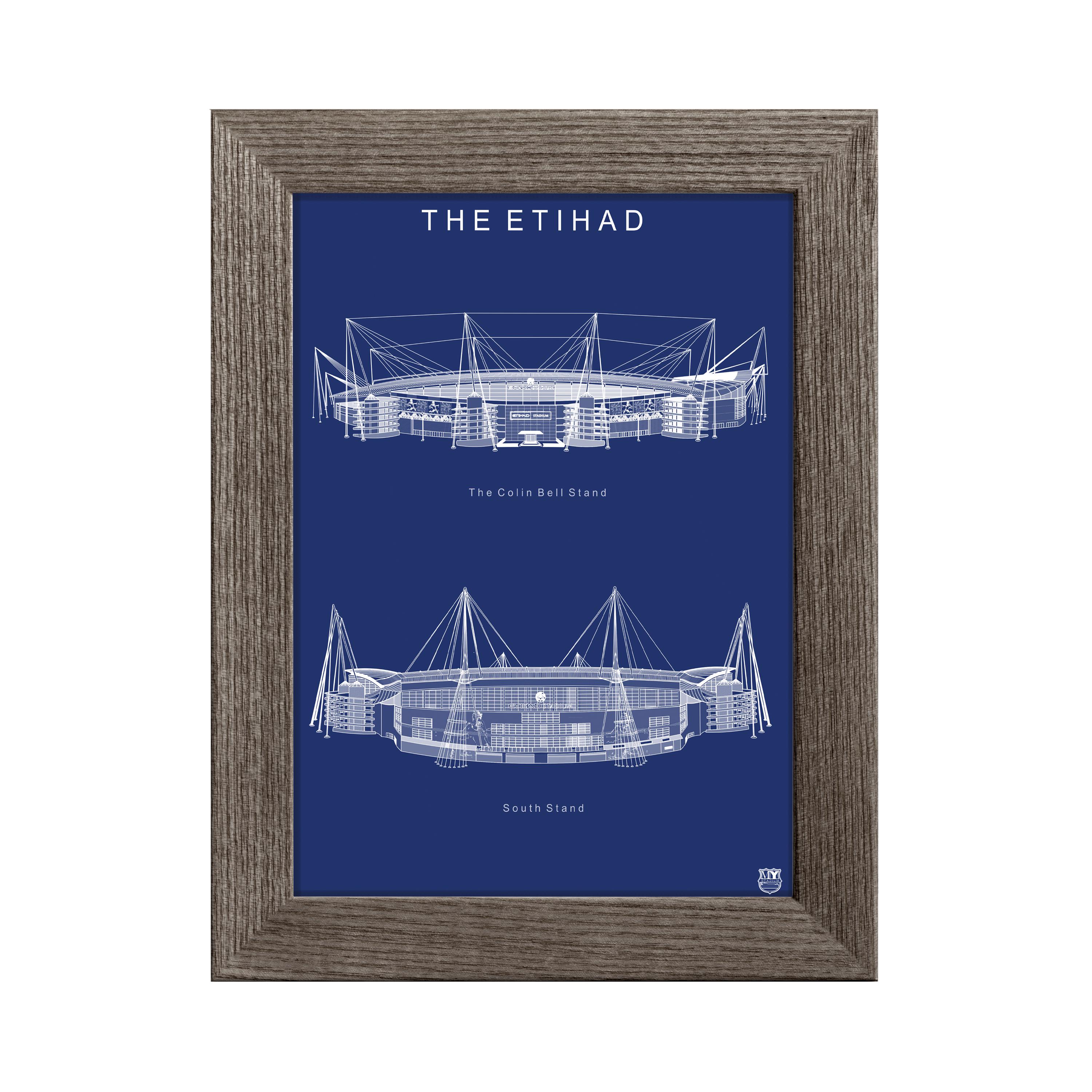 Manchester City Print Gift | Etihad Stadium Graphic Illustration Poster ...