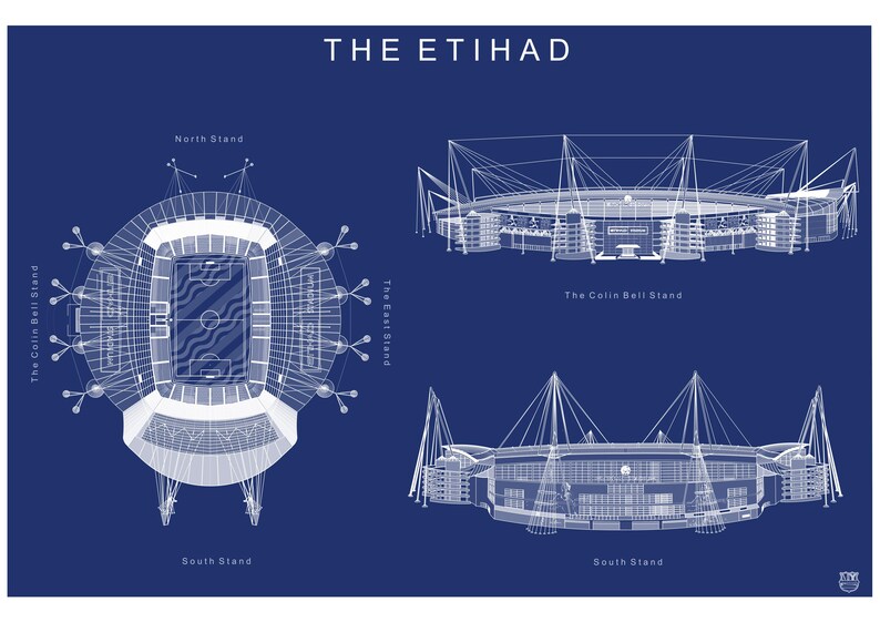 Etihad Stadium Blueprint Art Print: Manchester City Gift - Etsy