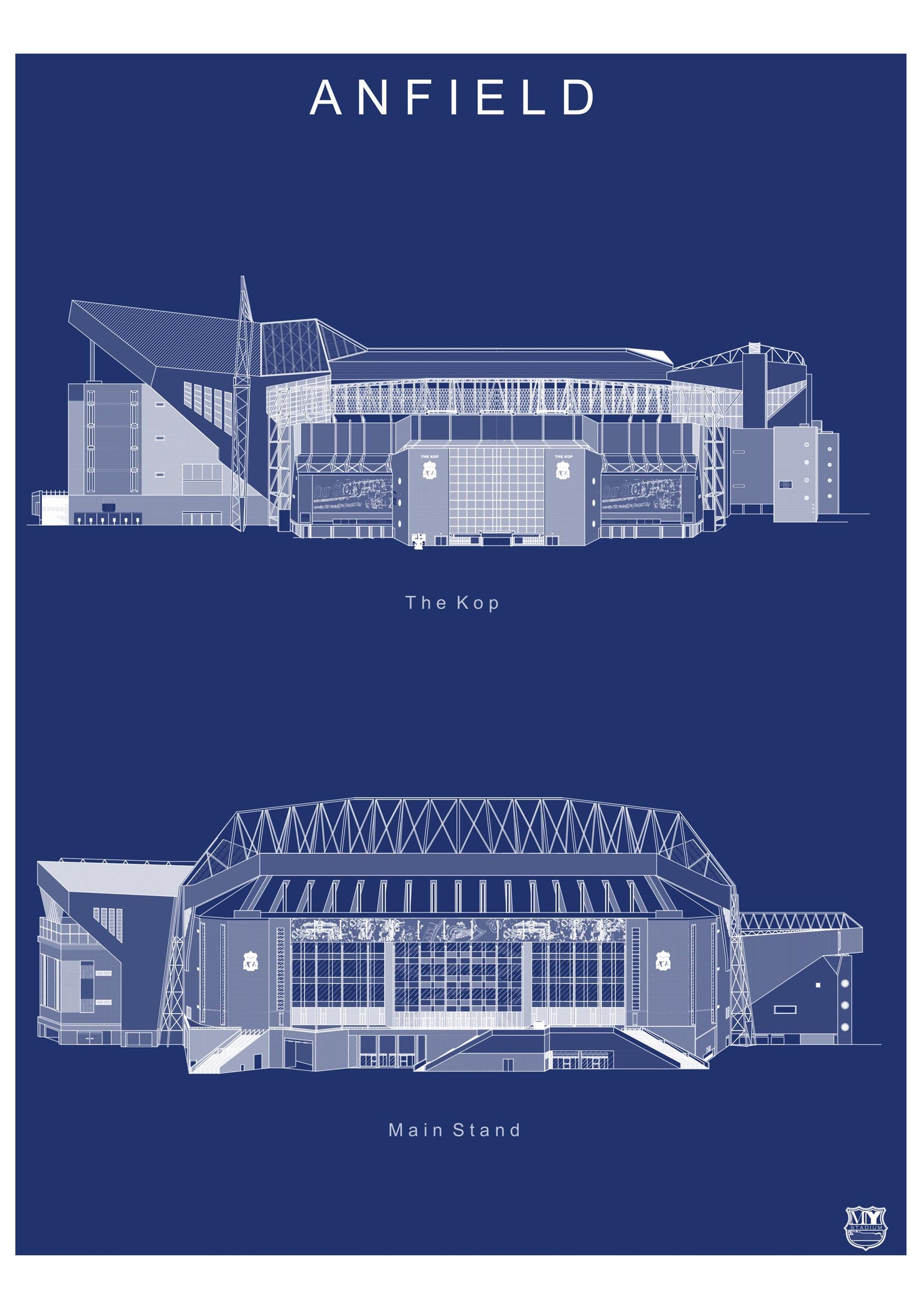 Liverpool FC Blueprint Art | Anfield Stadium Print | Soccer Fan Gift ...