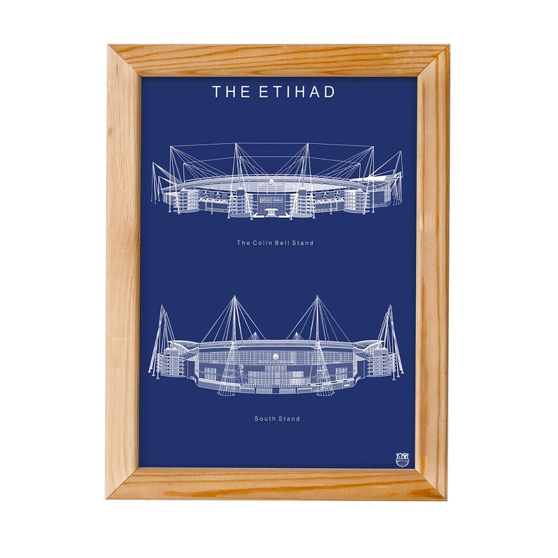 Manchester City Print Gift | Etihad Stadium Graphic Illustration Poster ...