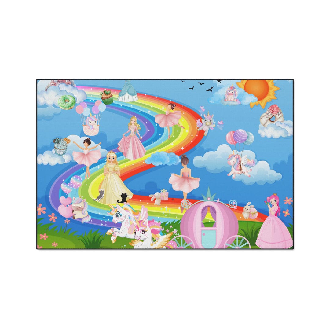 Fairy Tale Kids Floor Mat: Whimsical Playroom Rug, Non-slip Polyester ...