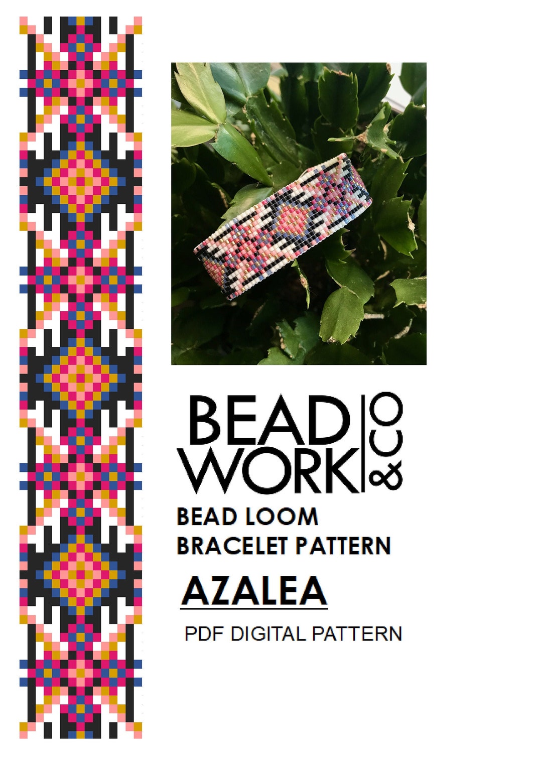 Bead Loom Pattern - AZALEA Design - Loom Bracelet - PDF Instant ...