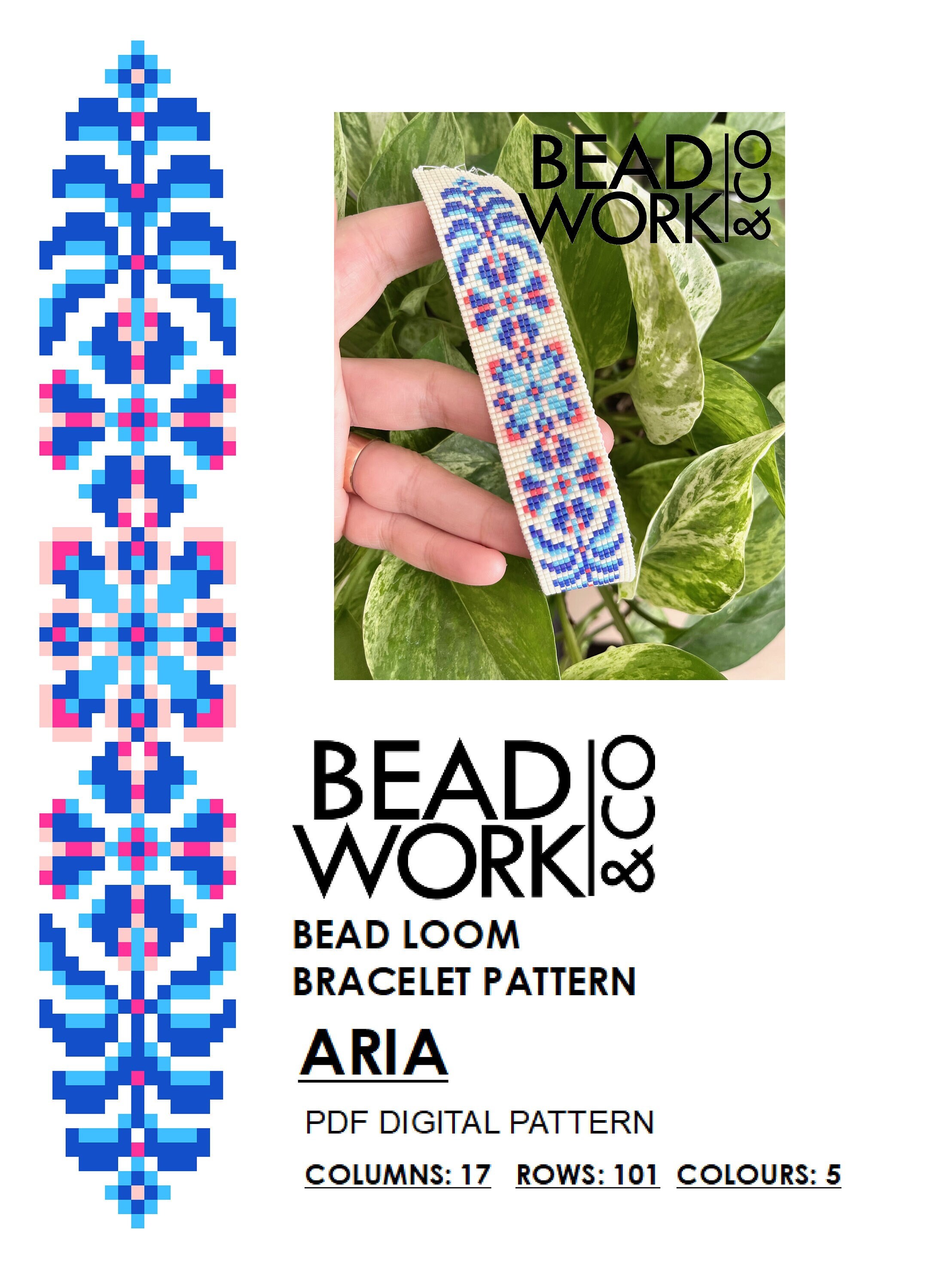 Bead Loom Pattern ARIA Design Loom Bracelet PDF Instant Download - Etsy