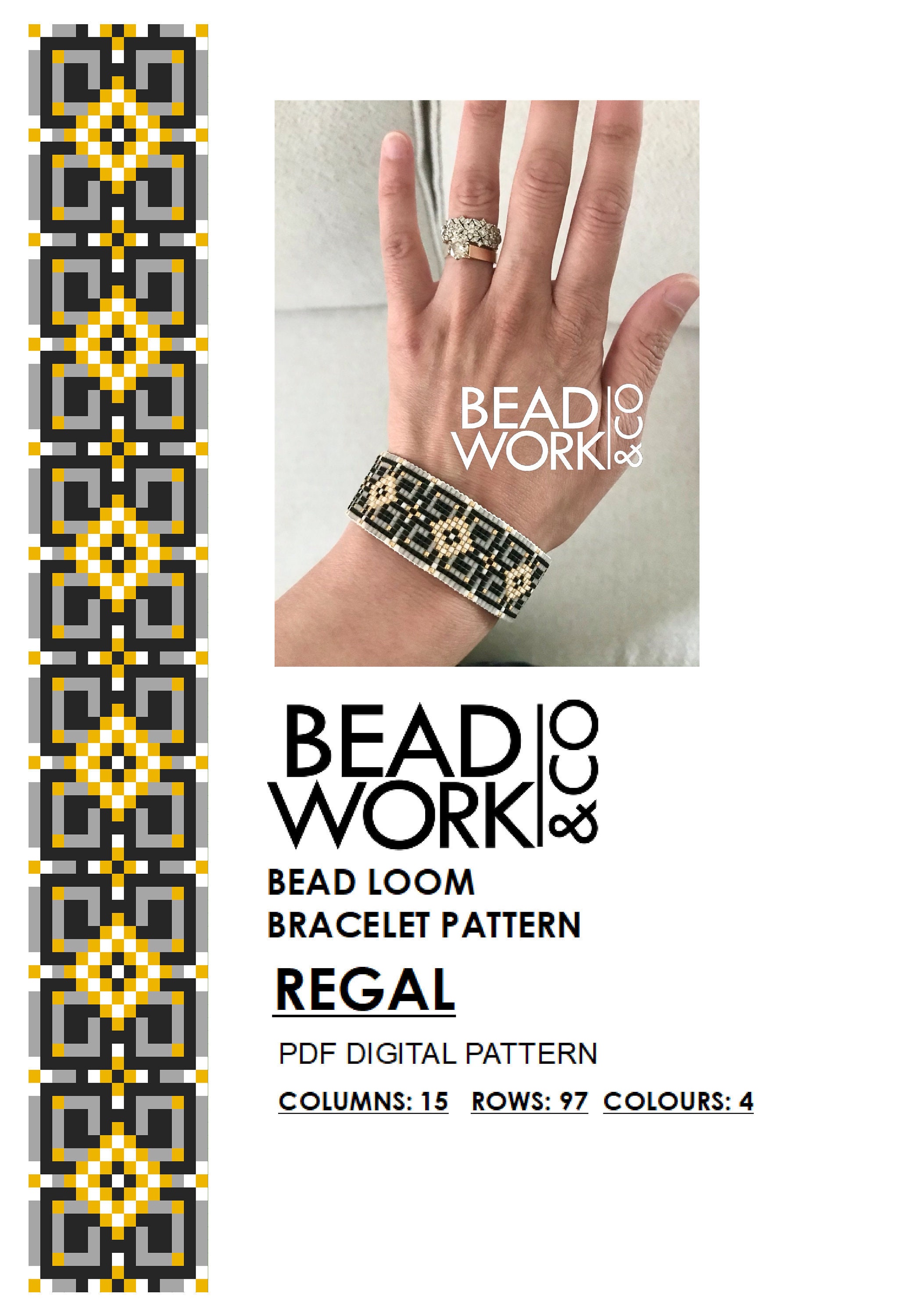 Bead Loom Pattern - REGAL Design - Loom Bracelet - PDF Instant Download ...