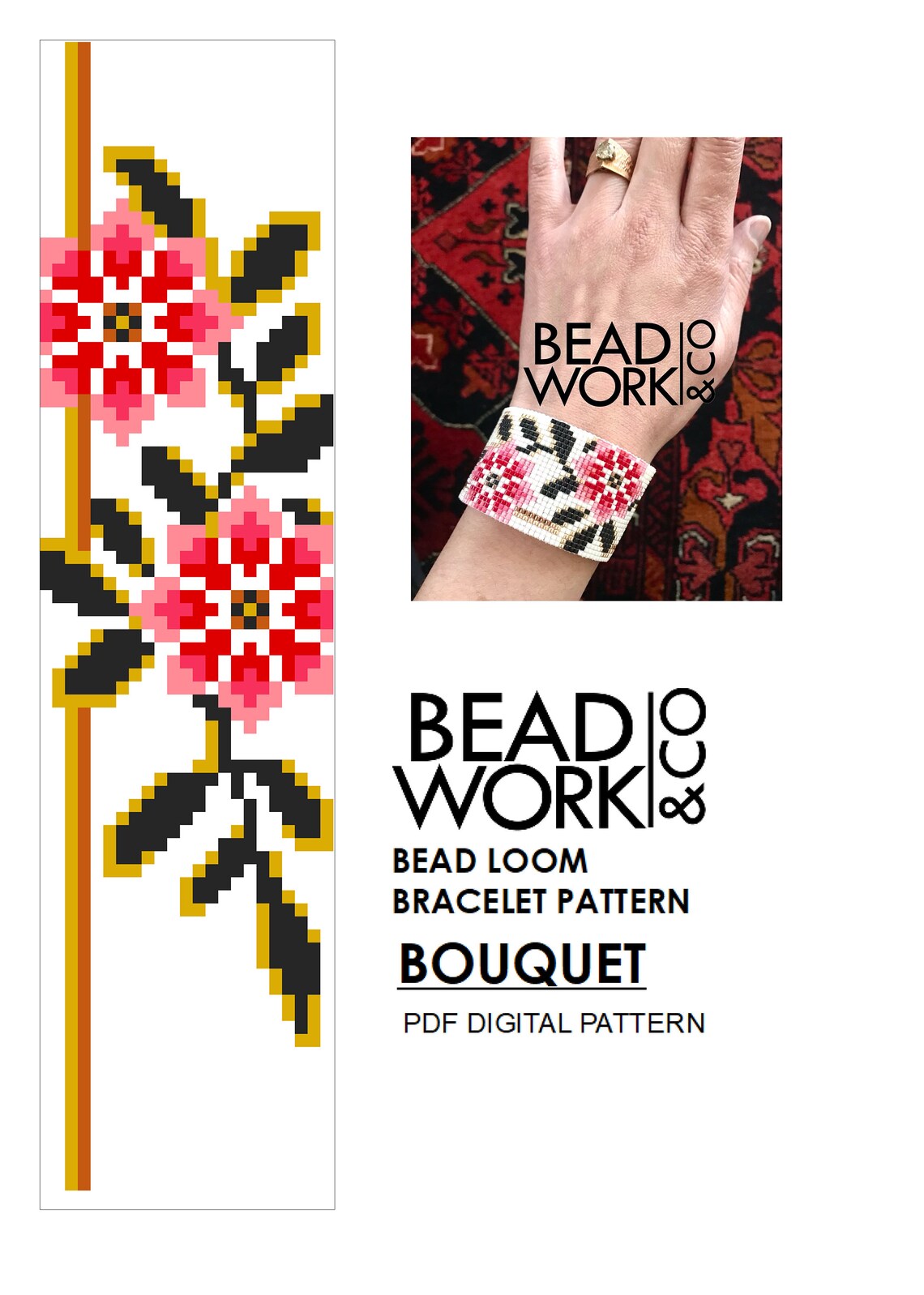 Bead Loom Pattern - BOUQUET Design - Loom Bracelet - PDF Instant ...