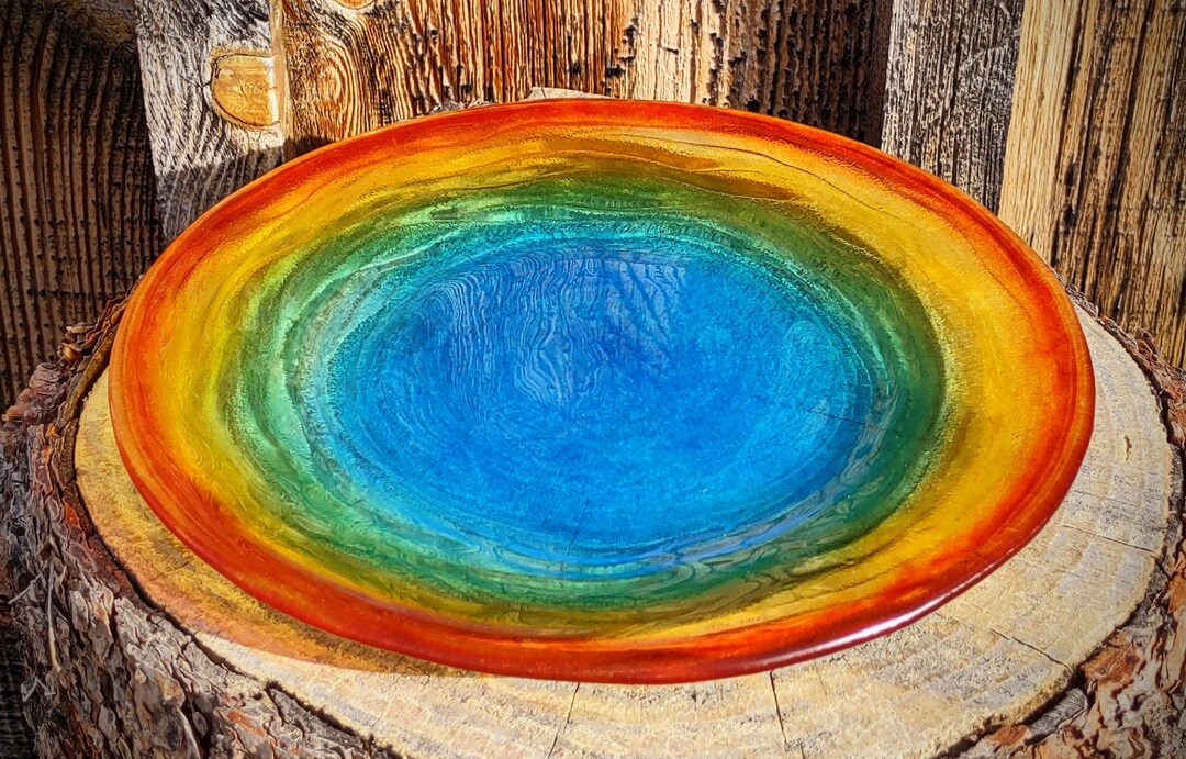 Colors of Yellowstone Fused Glass Ripple Platter - Etsy