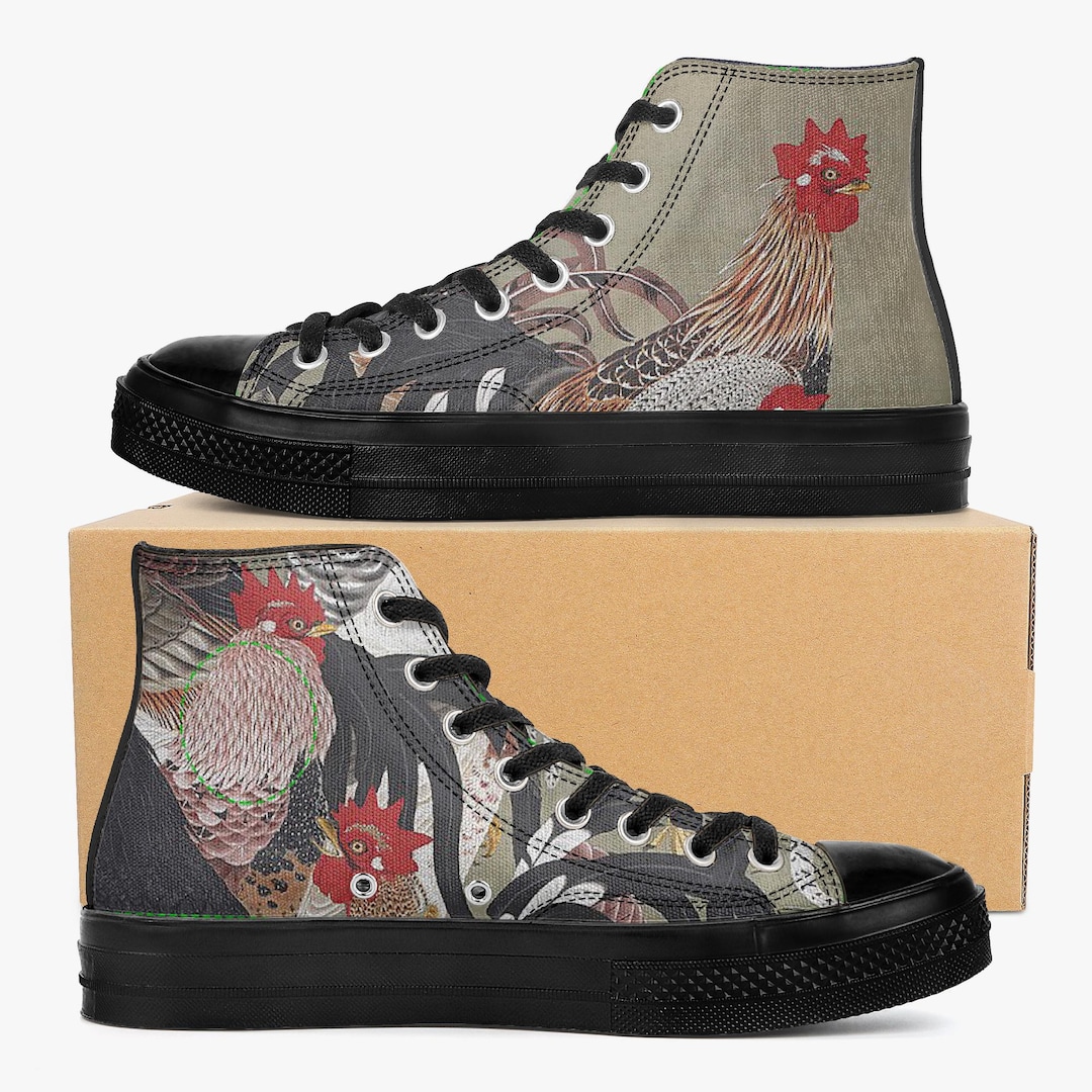 Majestic Rooster Shoes | High-top Canvas Shoes - Black - Etsy