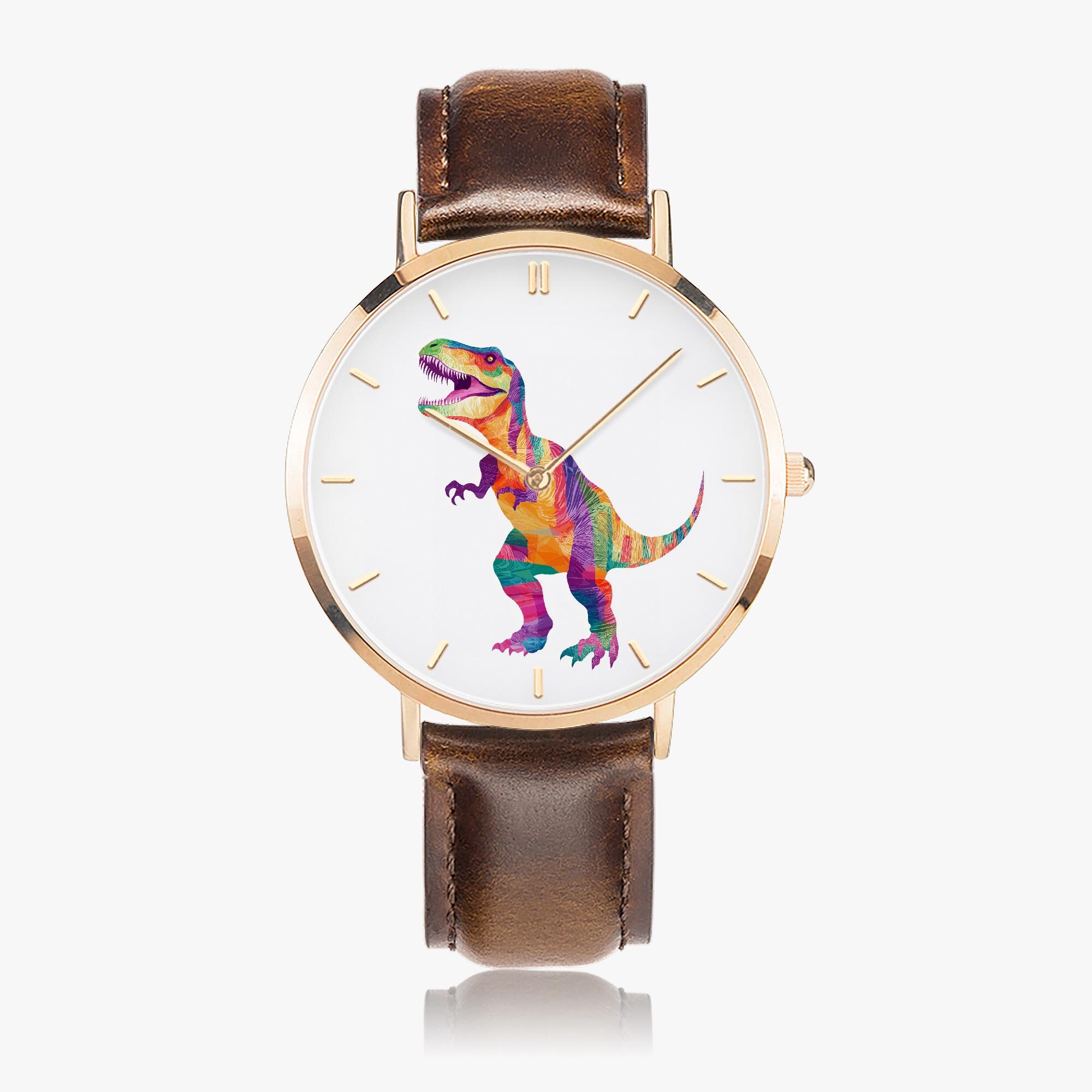 Dino in Color: T-rex Time Ultra-thin Leather Strap Quartz Watch - Etsy