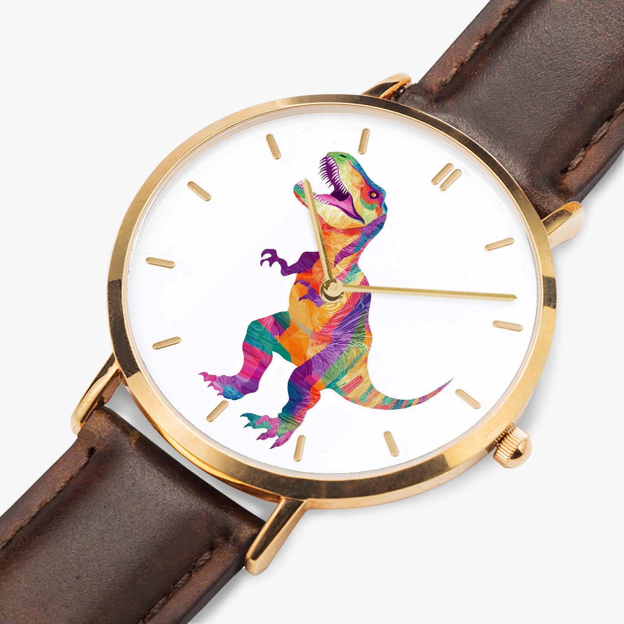 Dino in Color: T-rex Time Ultra-thin Leather Strap Quartz Watch - Etsy
