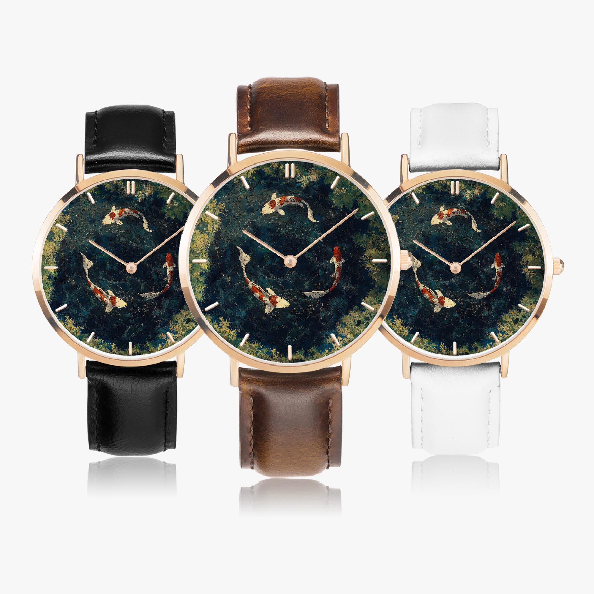 Tranquil Koi Ultra-thin Leather Strap Quartz Watch - Etsy
